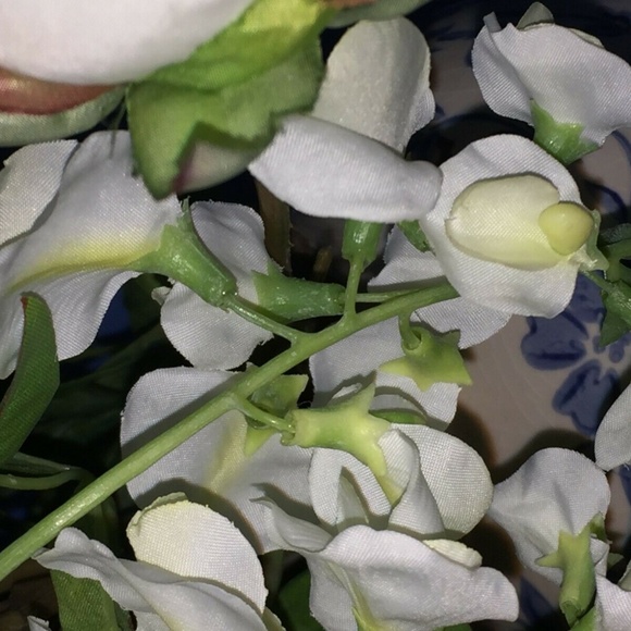 QVC - PEONY | Accents | Peony And Wisteria Arrangement In Vase Cream ...